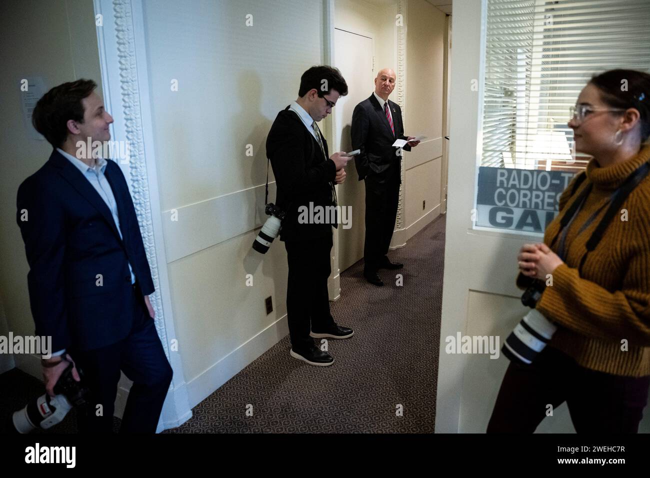 Washington, USA. 25th Jan, 2024. Senator Pete Ricketts (R-NE) waits in ...