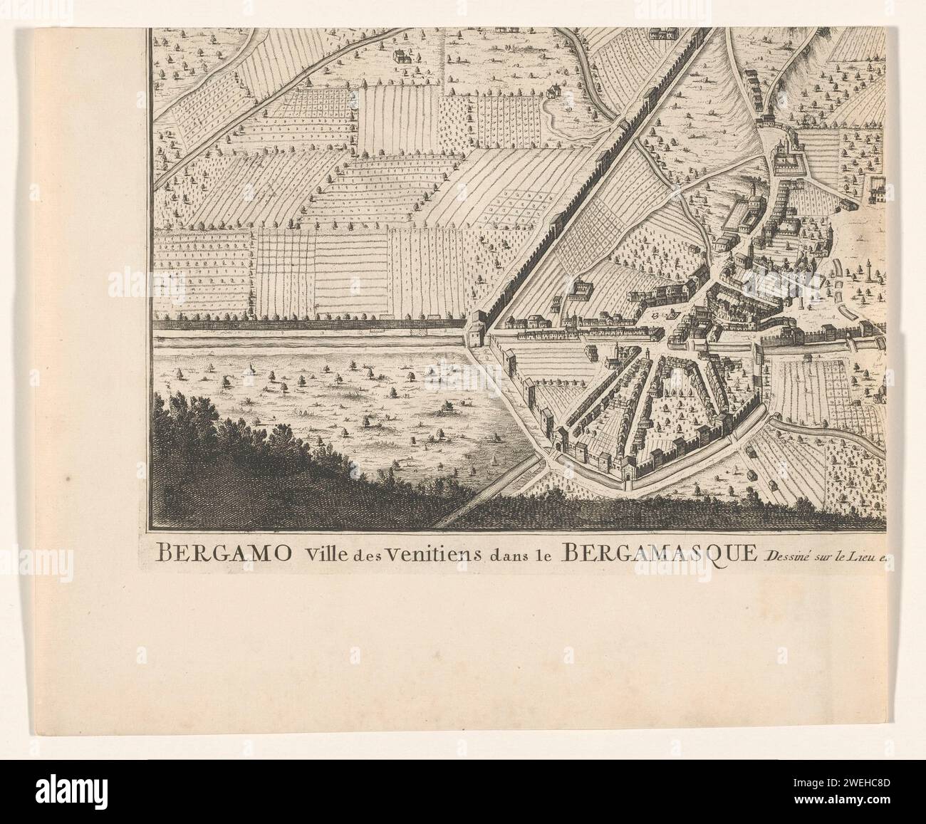 Map of Bergamo (part left), Anonymous, 1704 - 1724 print Map of Bergamo ...