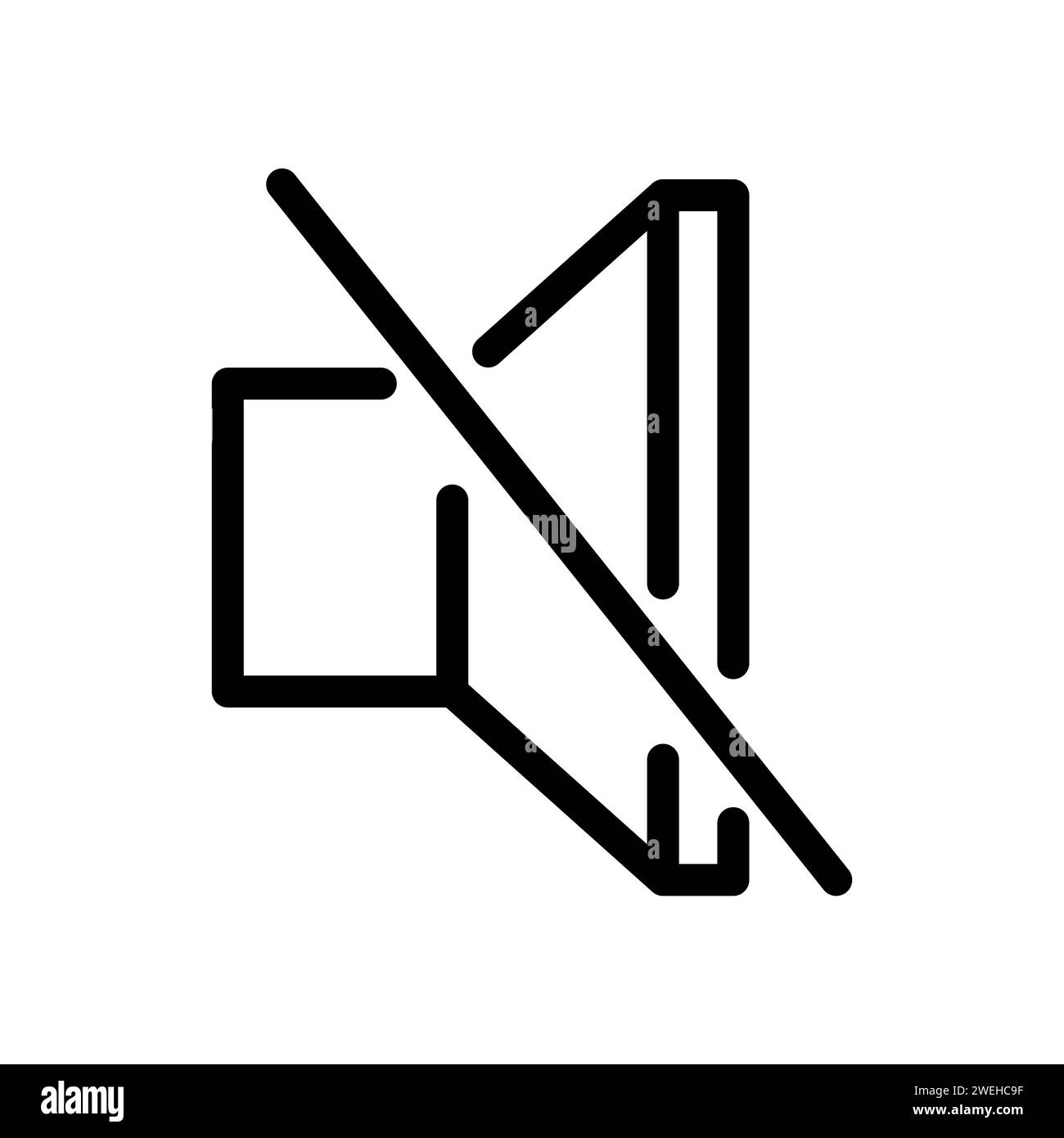 Vector black line icon mute sound isolated on white background Stock ...