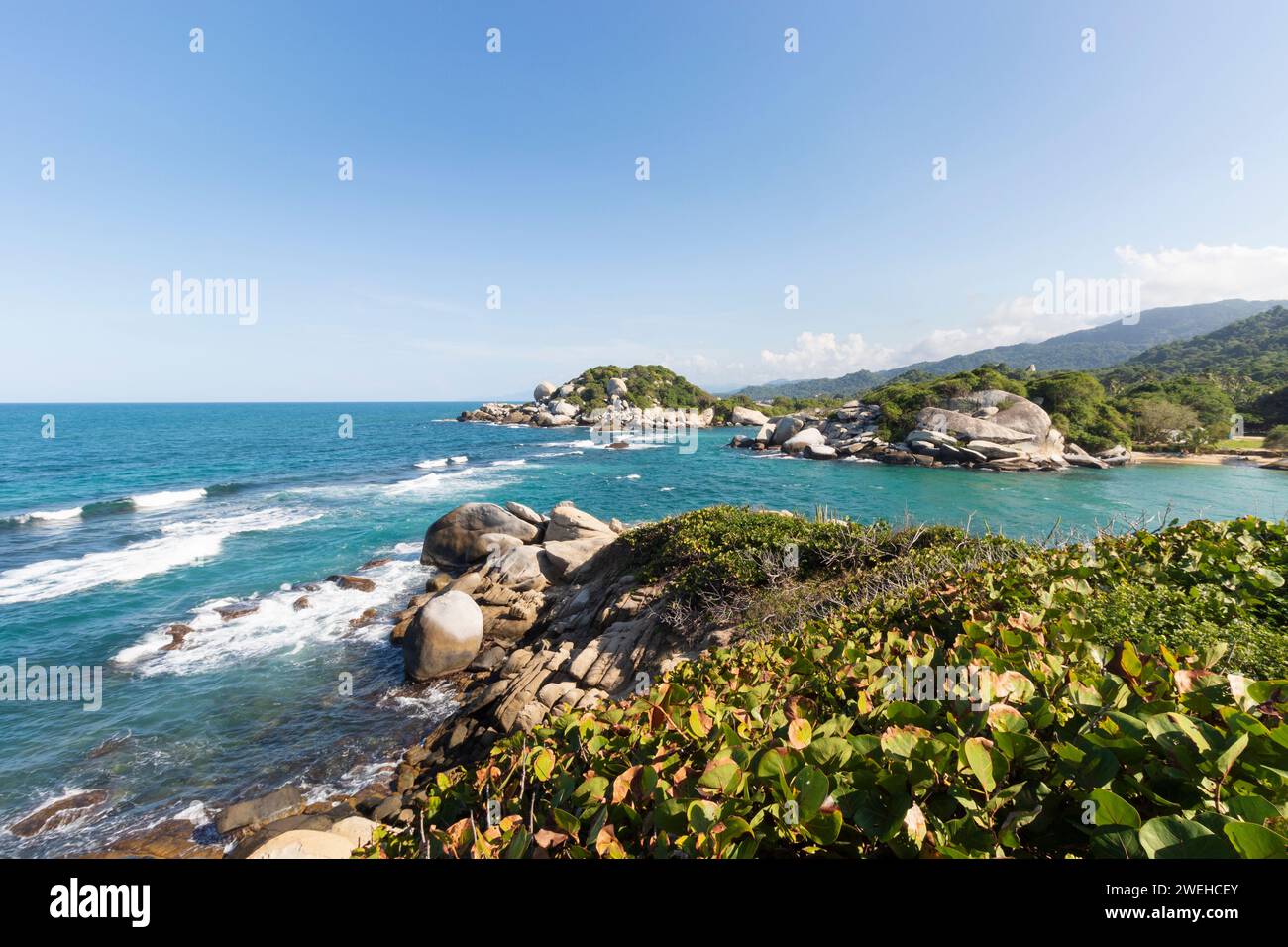 Beautiful colombian tropical jungle caribbean sea landscape with sierra ...