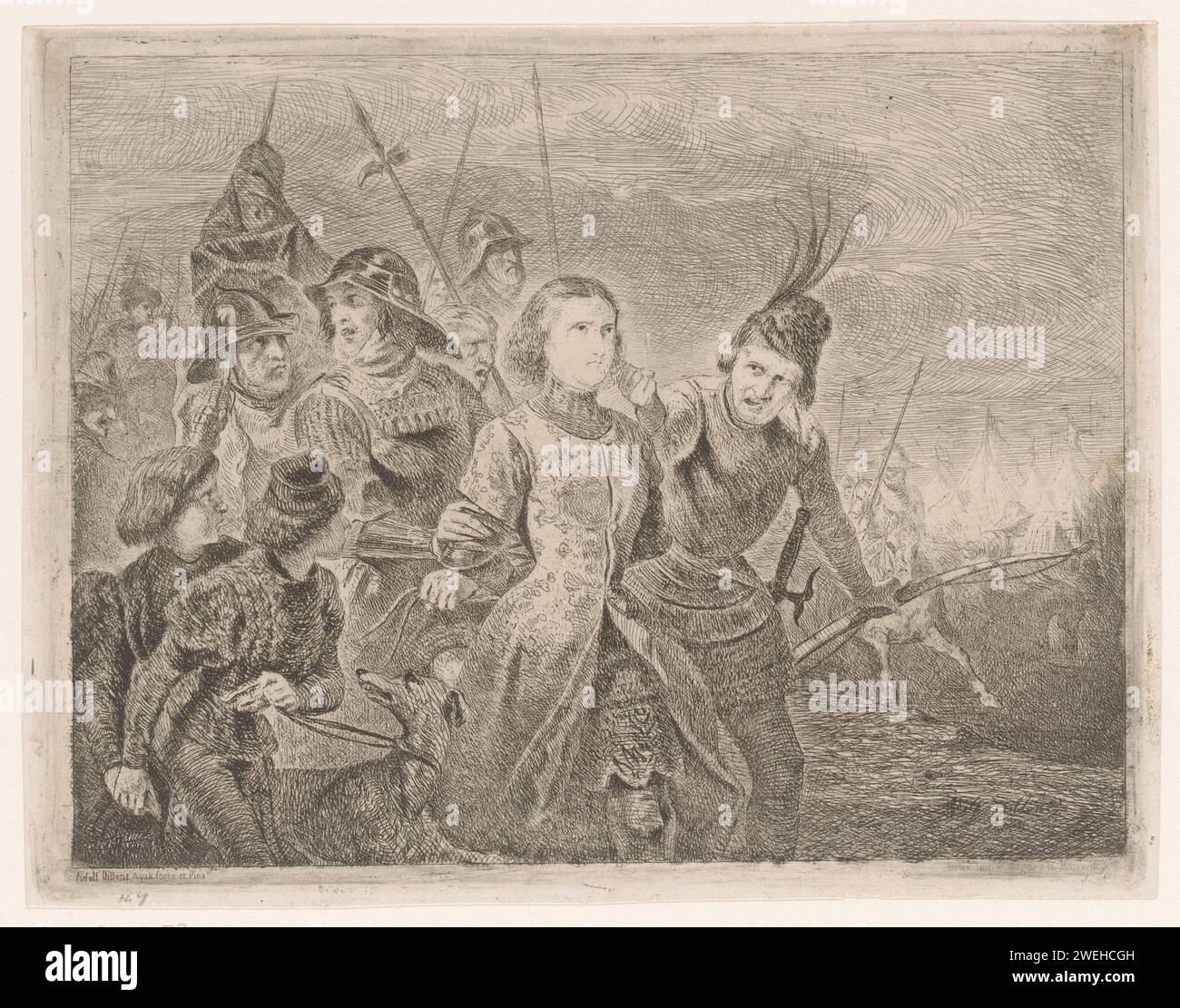 Jeanne d'Arc is imprisoned and carried by soldiers, Adolphe Alexandre ...