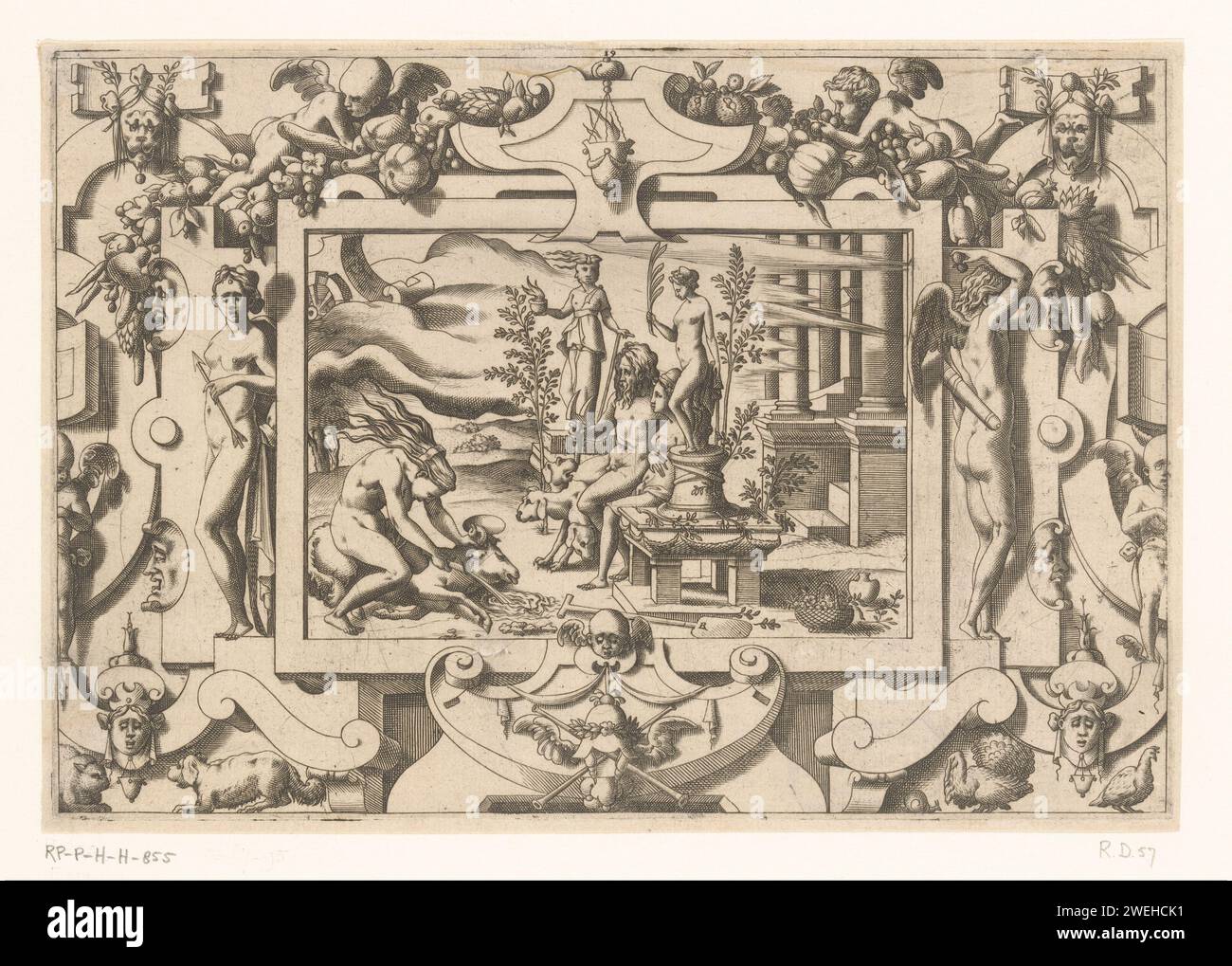 Medea sacrifices a ram for the altar of Hecate and Hebe in the presence ...