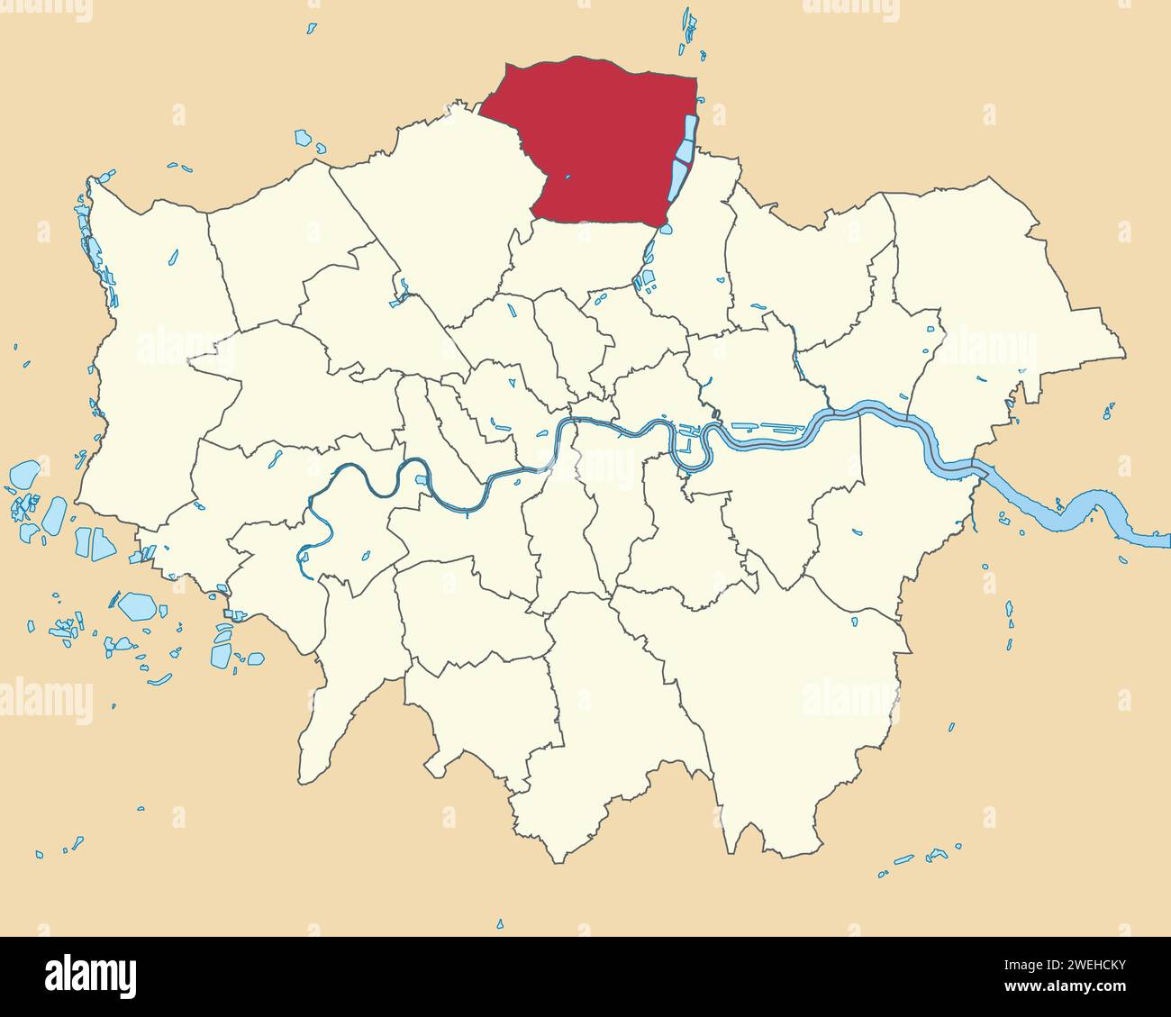 Red location map of the BOROUGH OF ENFIELD, LONDON Stock Vector Image ...