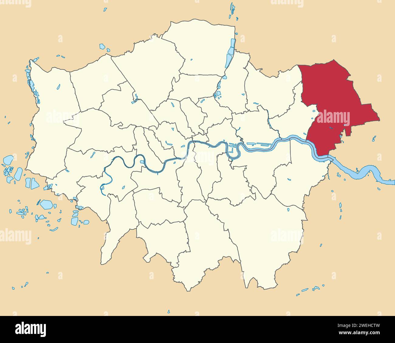 Red location map of the BOROUGH OF HAVERING, LONDON Stock Vector Image ...