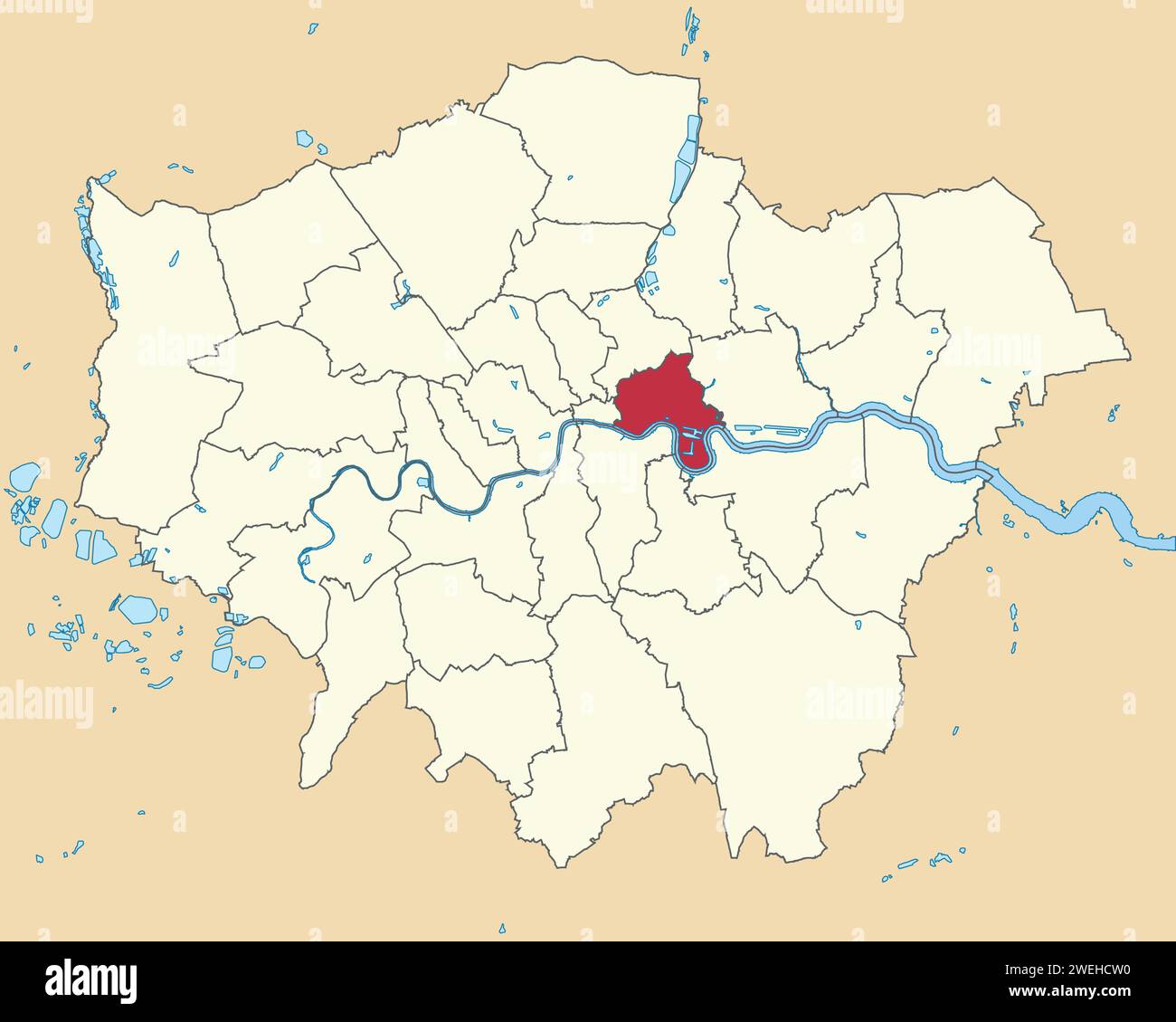 Red location map of the BOROUGH OF TOWER HAMLETS, LONDON Stock Vector ...