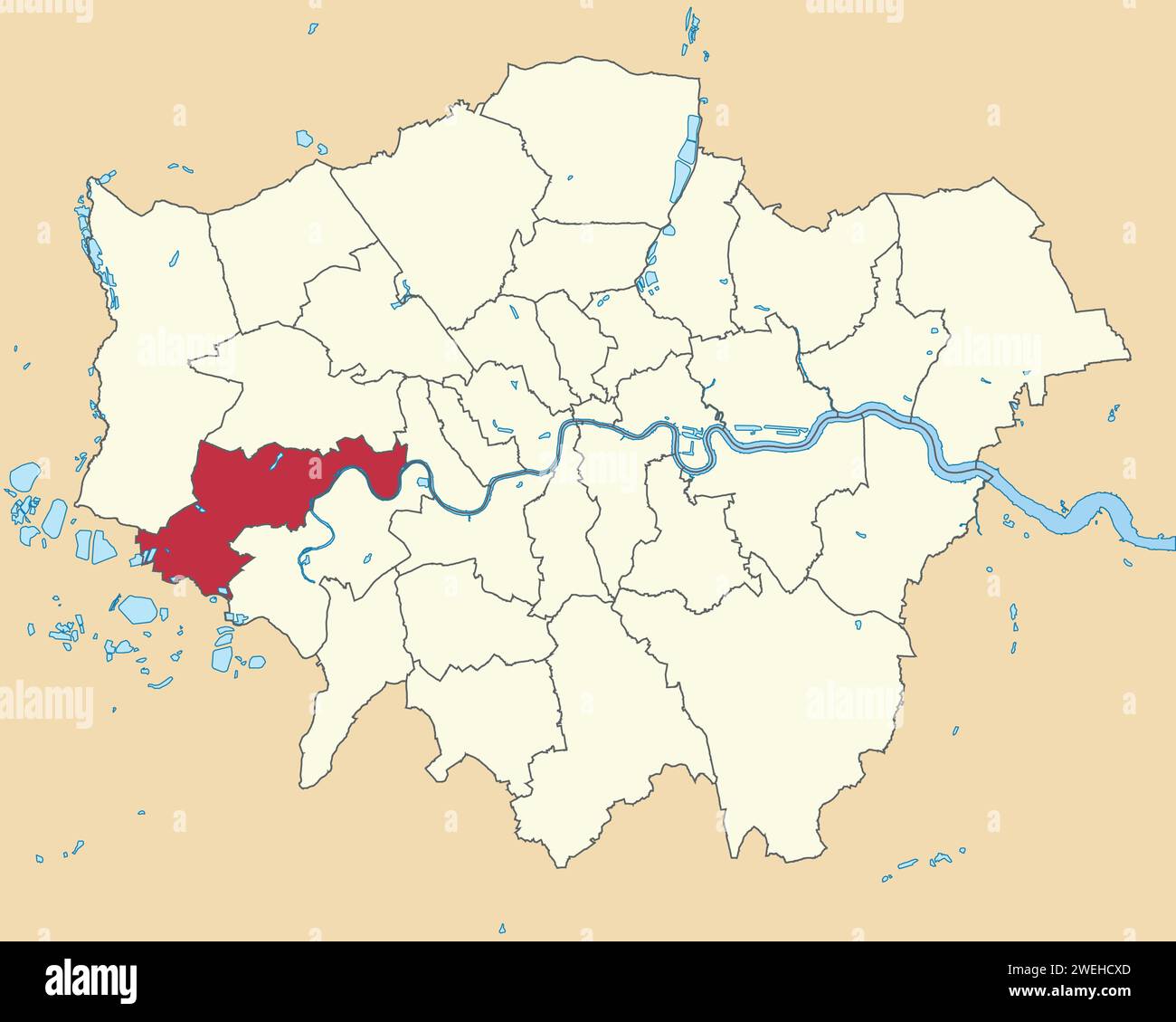 Red Location Map Of The Borough Of Hounslow London Stock Vector Image And Art Alamy