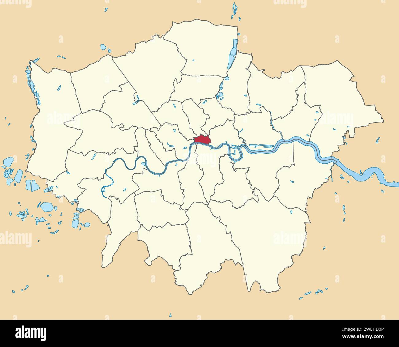Red location map of the CITY OF LONDON, LONDON Stock Vector Image & Art ...