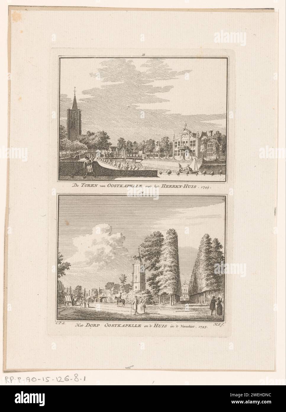 Two faces on Oostkapelle, 1745, Hendrik Spilman, After Cornelis Pronk ...