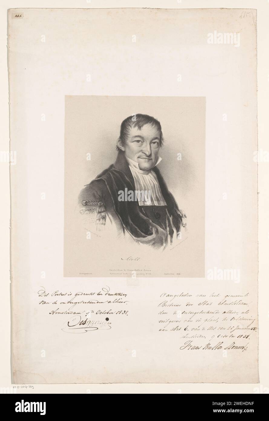 Portrait of Gerrit Moll, Henricus Wilhelmus Couwenberg, 1838 print The ...