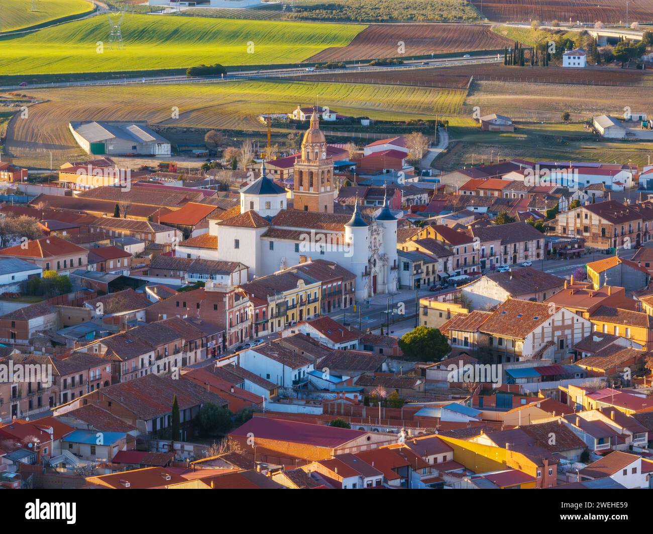Aerial view of the Spanish town of Rueda in Valladolid, with its famous ...