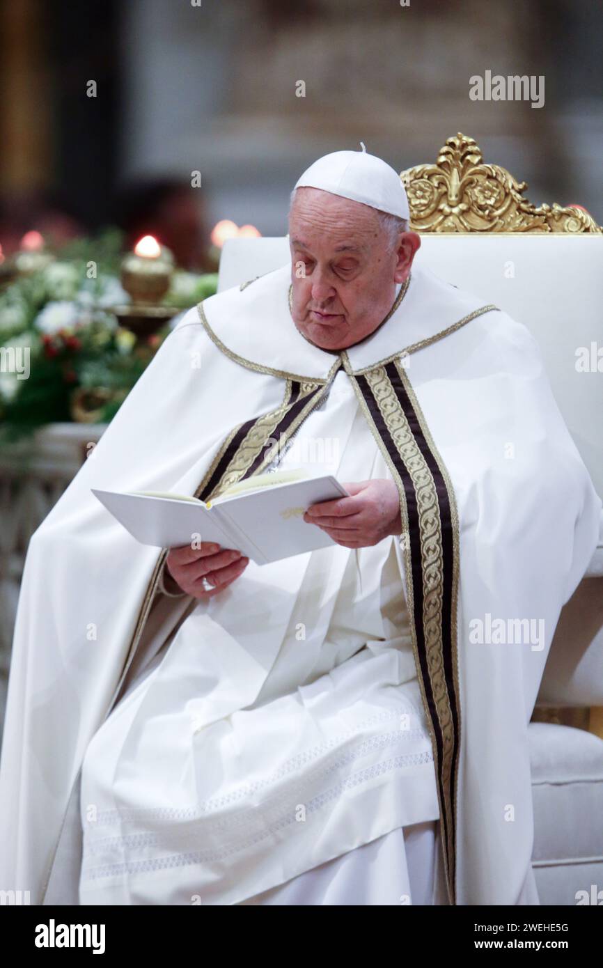 January 25, 2024 - POPE FRANCIS during the celebration of Second ...