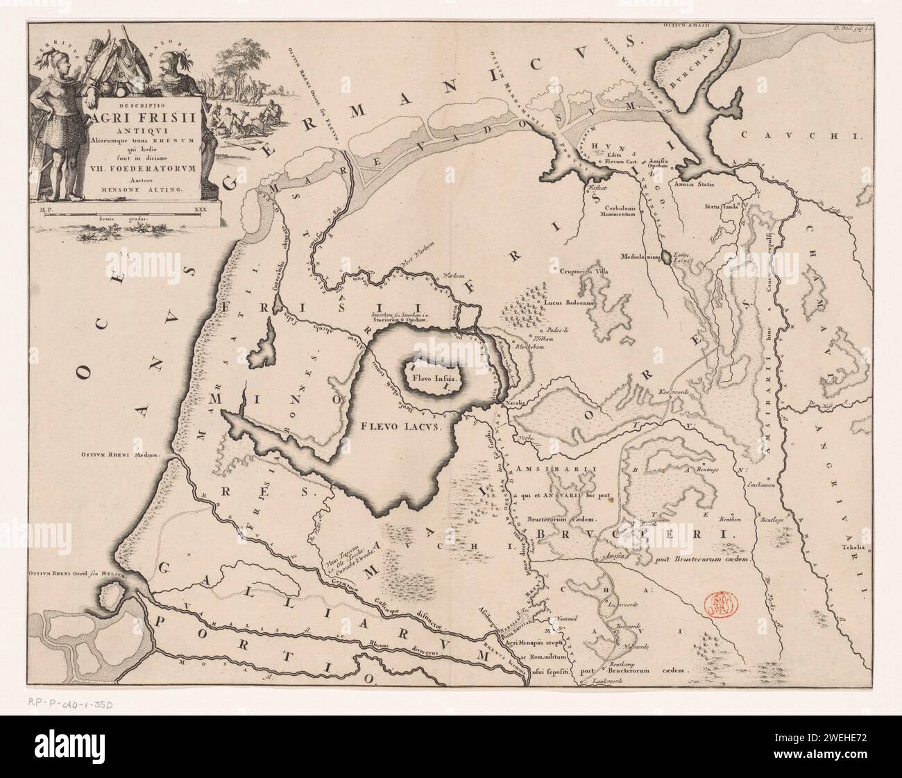 Historical map of the Netherlands with the areas of the Batavians and ...