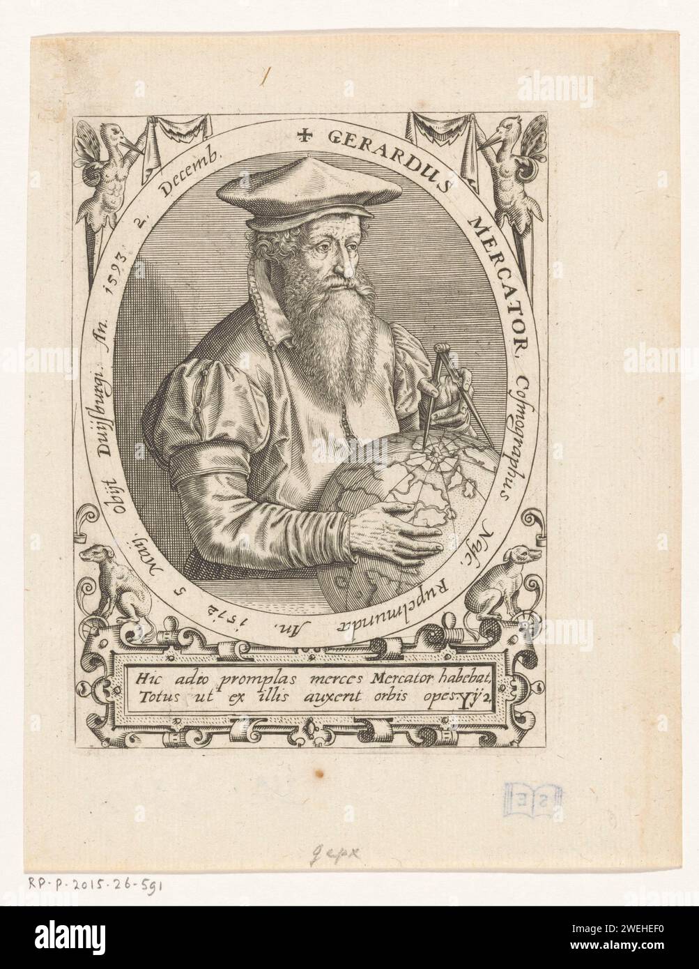 Portret van Gerardus Mercator, 1597 - c. 1625 print Portrait of the ...