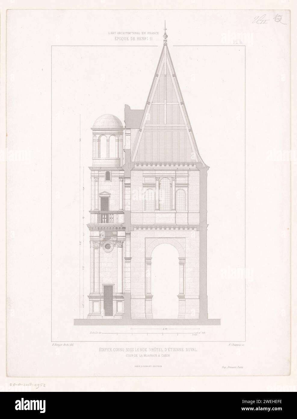 Diameter of the building Hotel de la Monnaie, Adolphe Chappuis, after ...