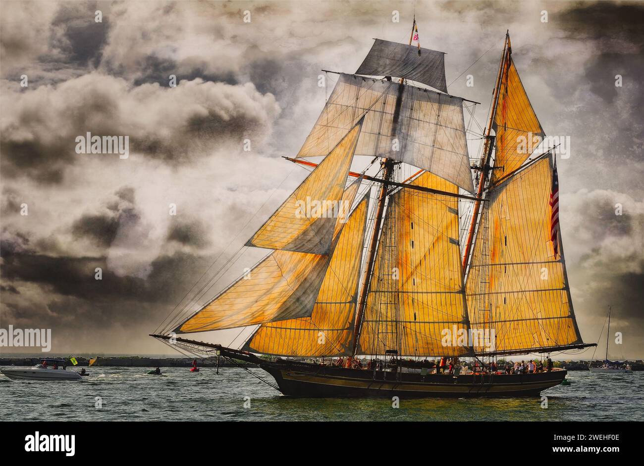 The topsail schooner Pride of Baltimore II sails iin the Parade of ...