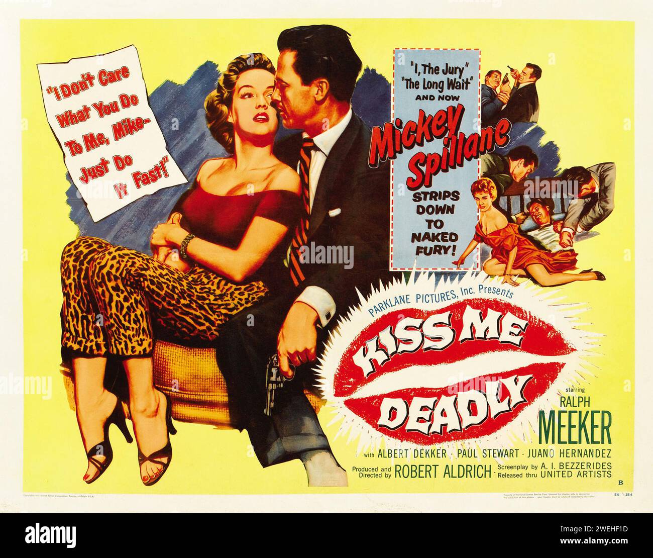 1950s vintage film poster - Kiss Me Deadly (United Artists 1955) Mickey ...