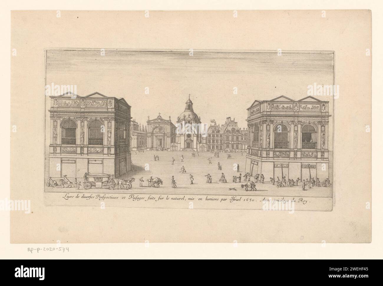 View of the Temple du Marais and surrounding buildings in Paris, Jean ...