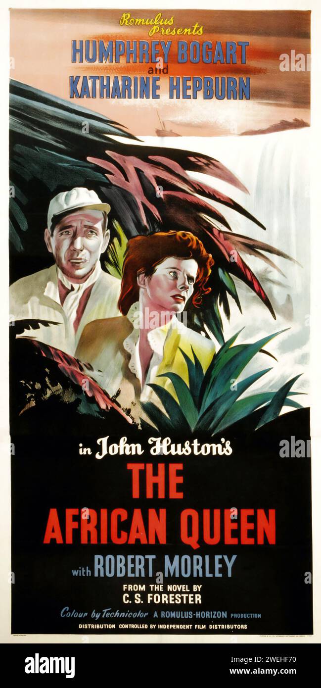 The African Queen, classic vintage film poster, Humphrey Bogart and ...