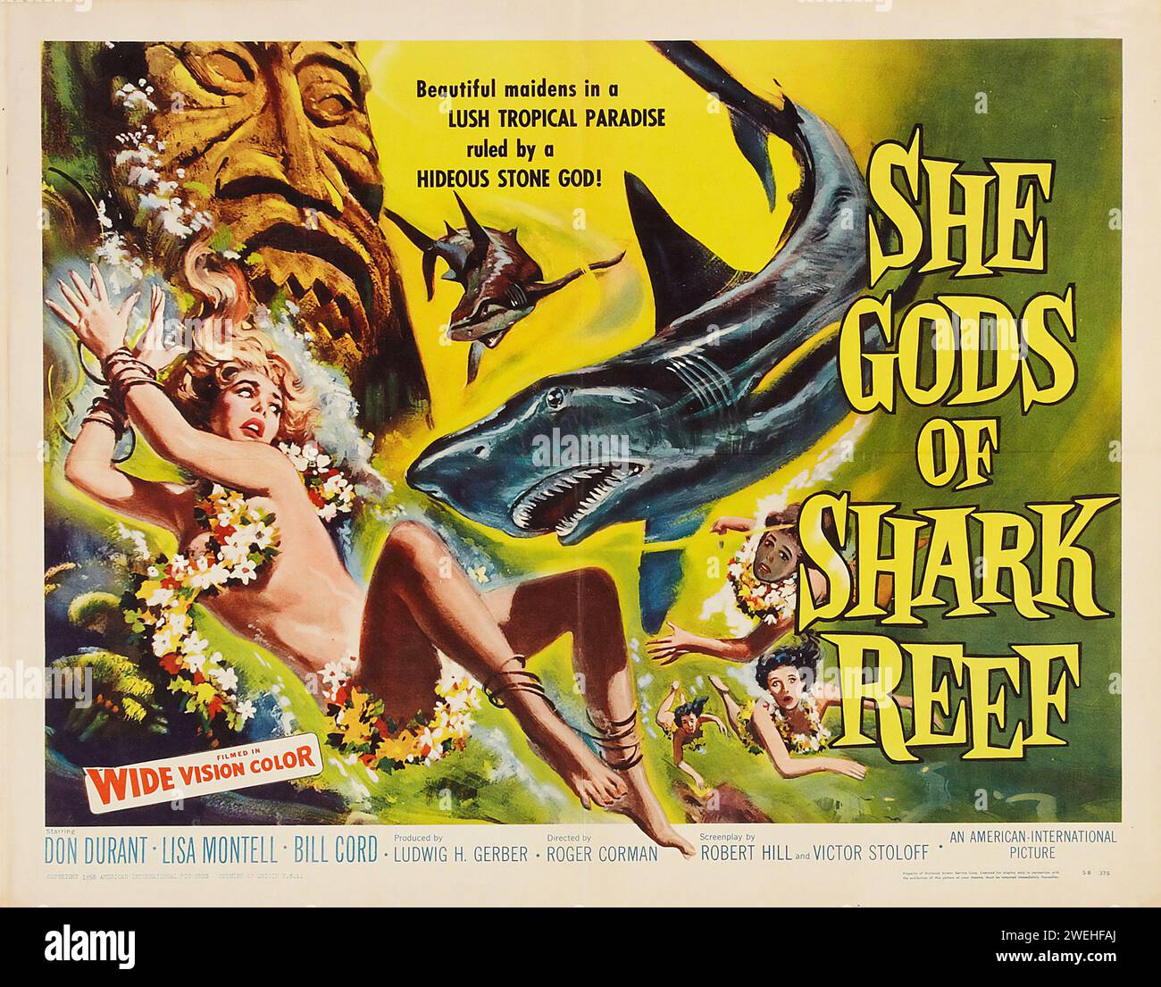 Theatrical poster for the film She Gods of Shark Reef (1958) Don Durant ...