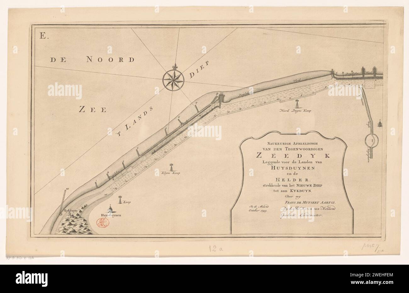 Map of the Zeedijk between Huisduinen and Den Helder (left part ...