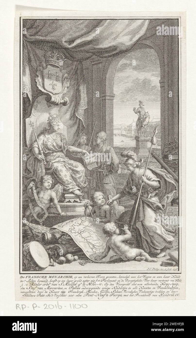 Allegory on French monarchy, Jan Caspar Philips, 1756 print The ...