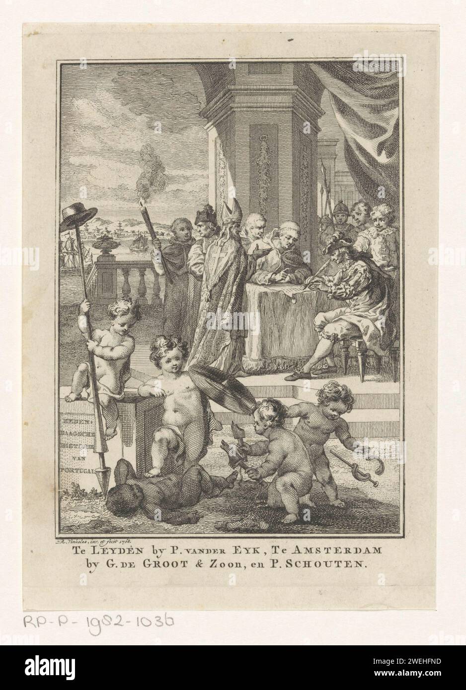 Letter -writing man under the watchful eye of clergy, Reinier Vinkeles ...