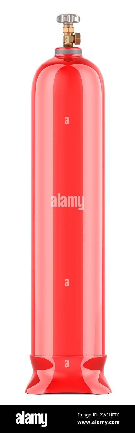 Red cylinder with flammable compressed gas. 3D rendering isolated on ...