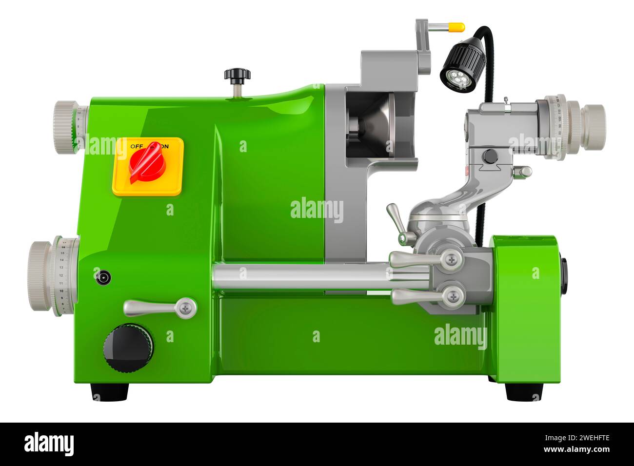 Green Universal Cutter Grinder, 3D rendering isolated on white ...