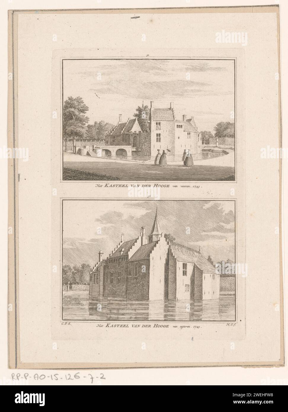 Two faces at Ter Hooge Castle, 1743, Hendrik Spilman, After Cornelis ...