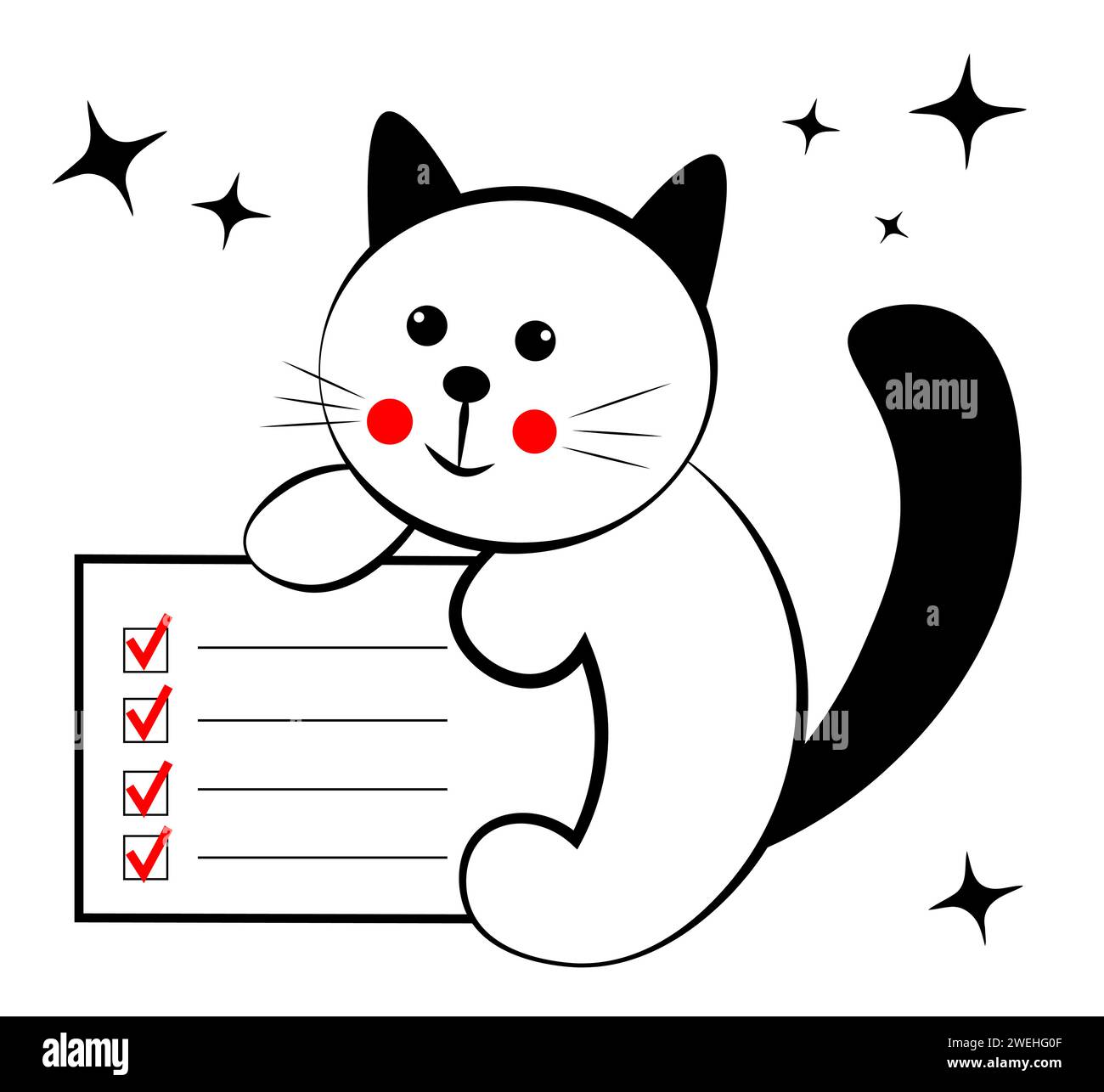 Cat With Plan: Completed Goals Stock Vector Image & Art - Alamy