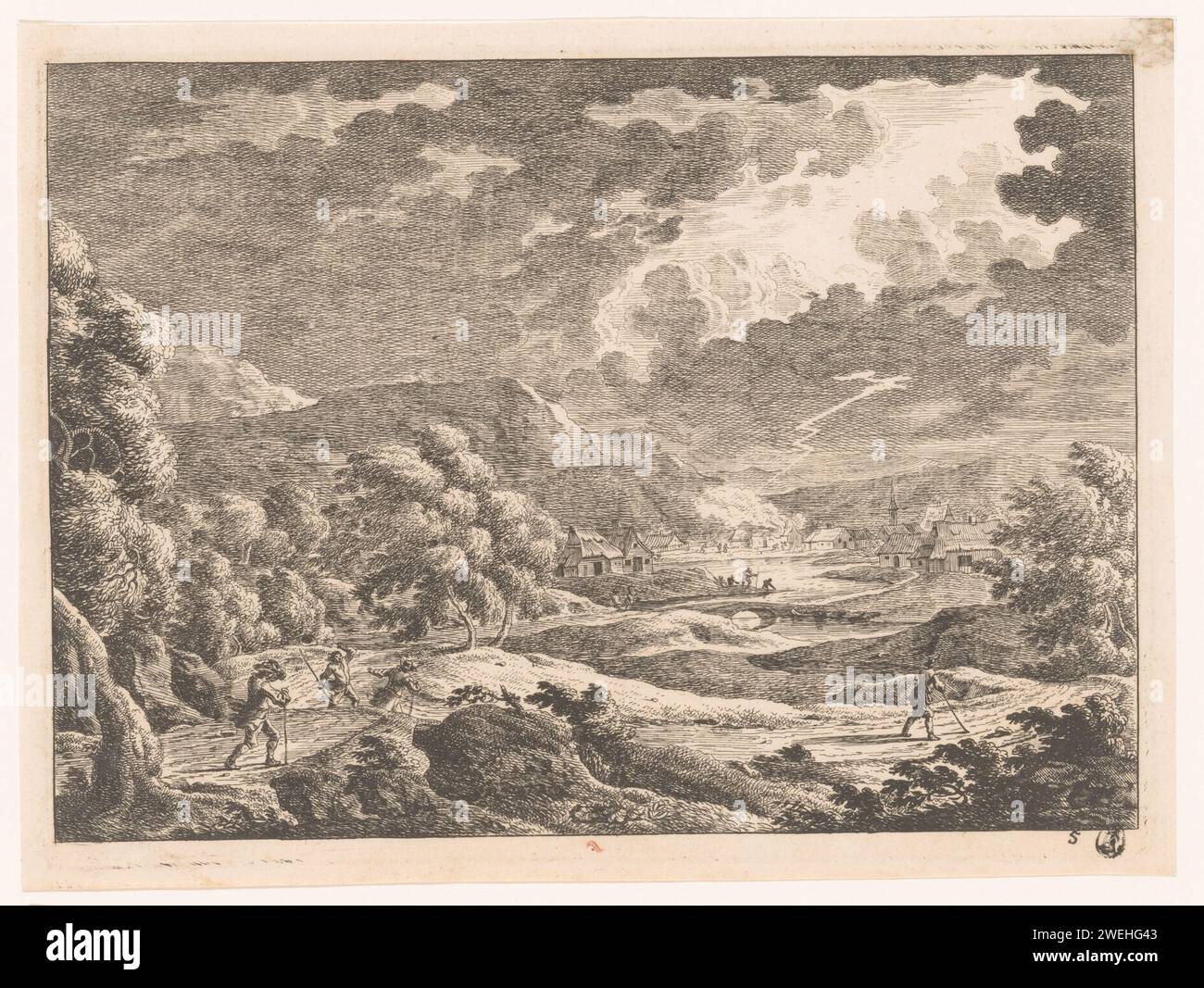 Landscape with thunderstorms, 1700 - 1730 print paper etching ...