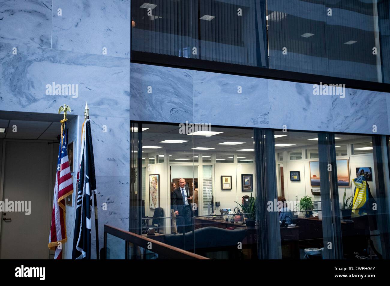 Boeing CEO Dave Calhoun departs the office of United States Senator ...