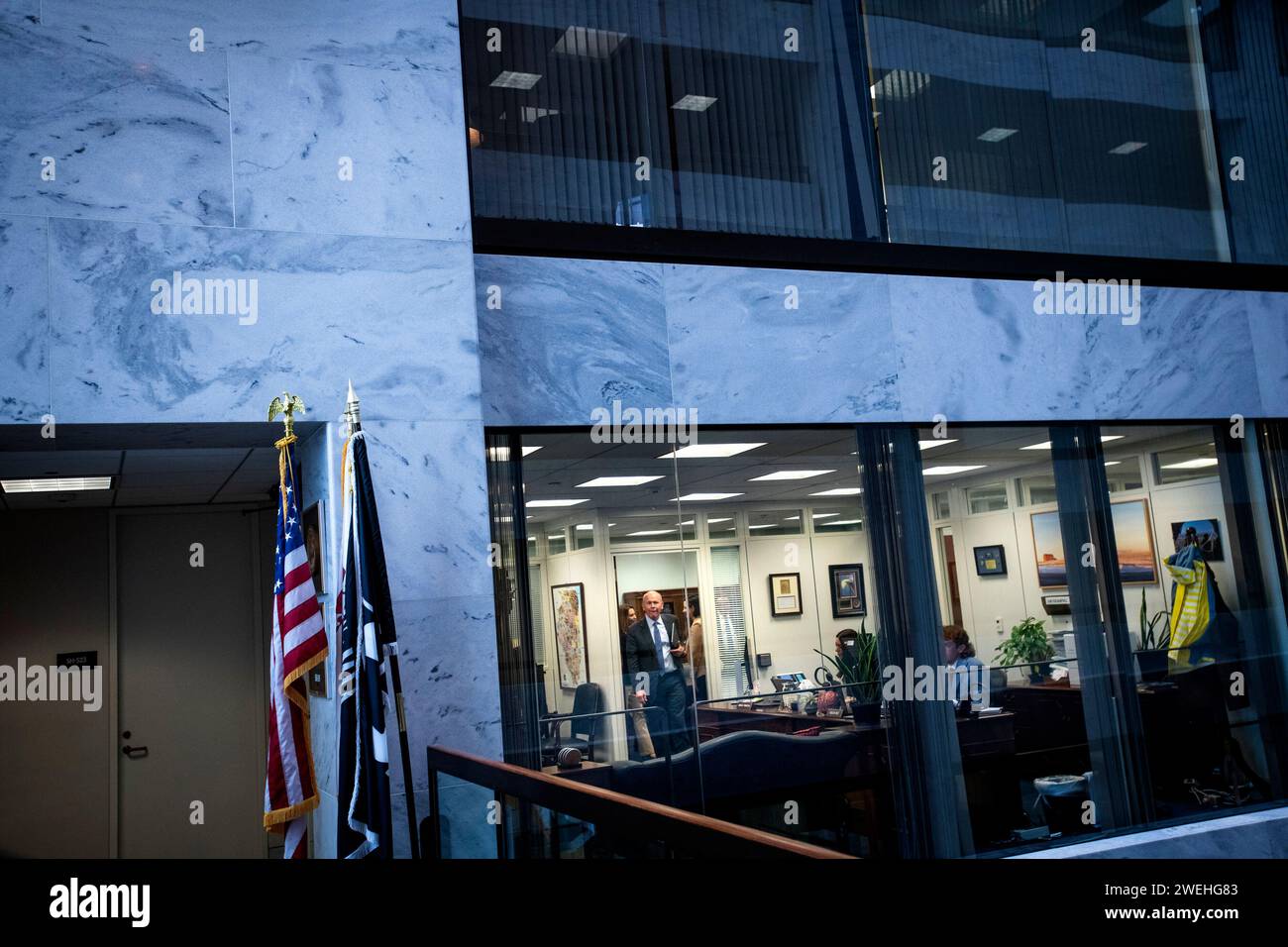 Boeing CEO Dave Calhoun departs the office of United States Senator ...