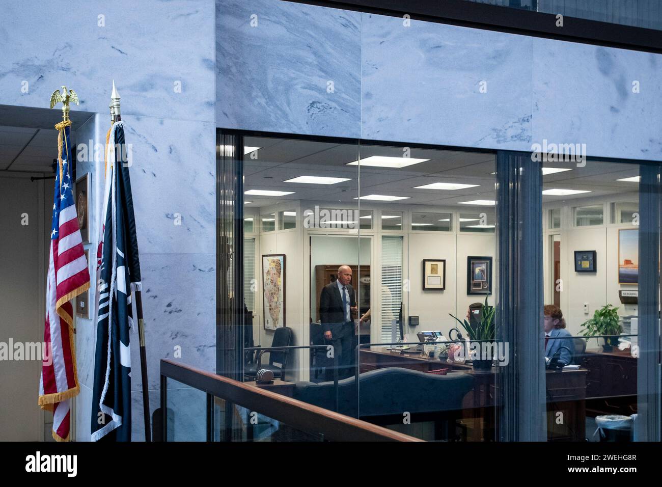 Boeing CEO Dave Calhoun departs the office of United States Senator ...