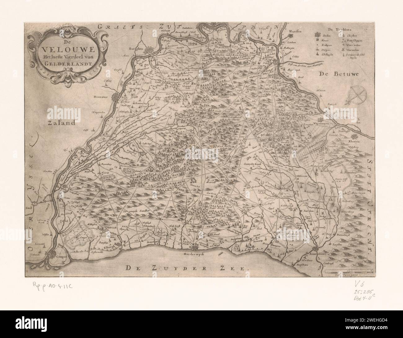 Map of the Veluwe, Nicolaes van Geelkercken, 1653 - 1654 print At the ...