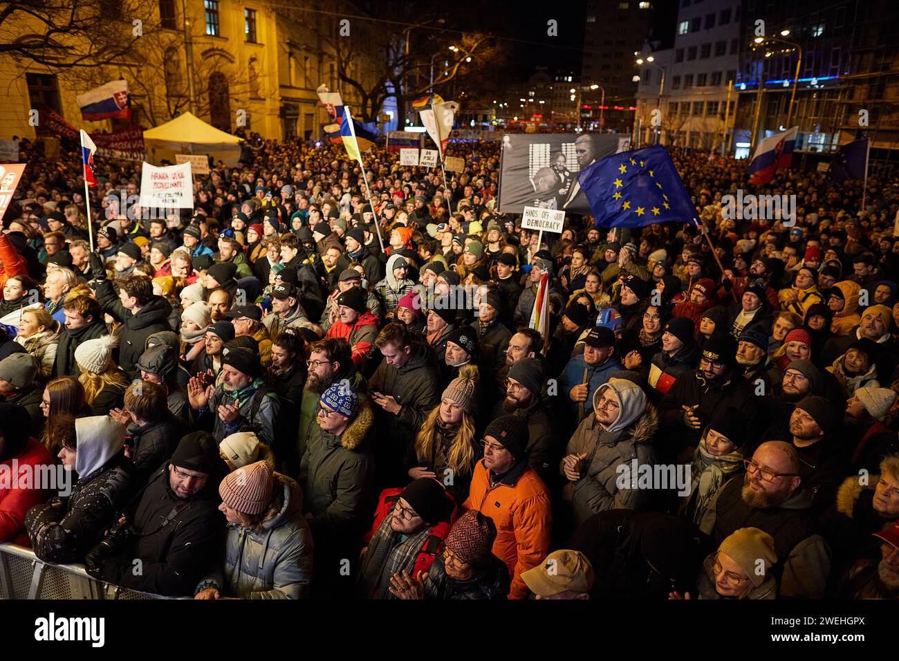Bratislava, Slovakia. 25th Jan, 2024. Street protests across Slovakia ...
