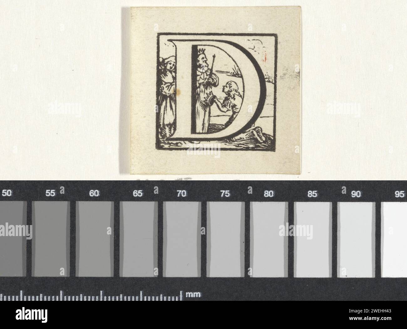 Letter D in a frame with a Biblical performance, Anonymous, 1600 - 1699 ...