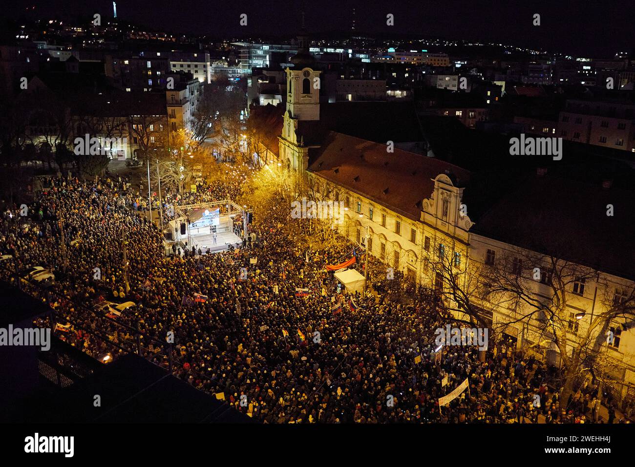 Bratislava, Slovakia. 25th Jan, 2024. Street protests across Slovakia ...