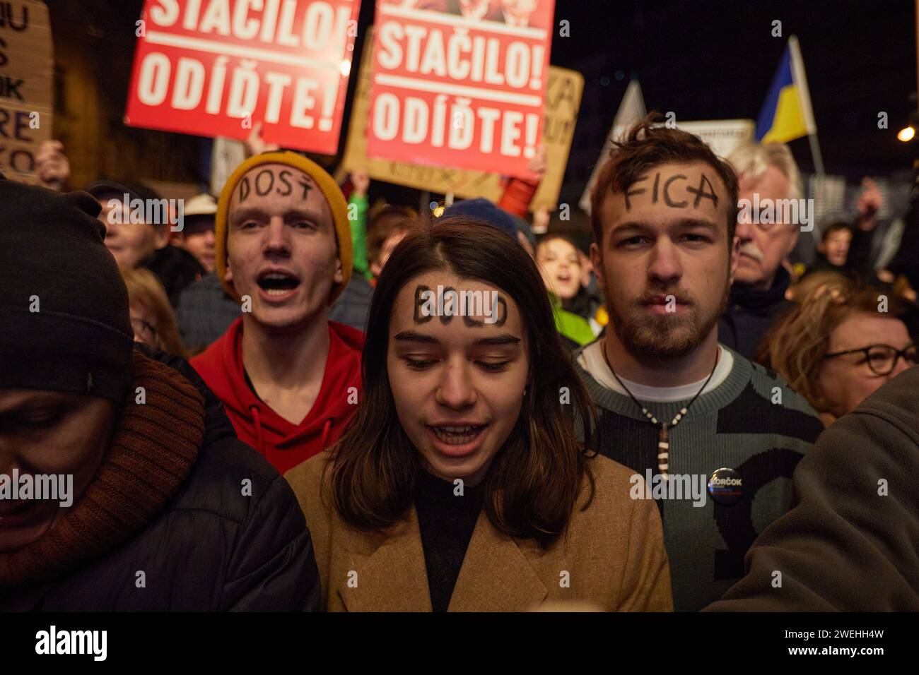 Bratislava, Slovakia. 25th Jan, 2024. Street protests across Slovakia ...