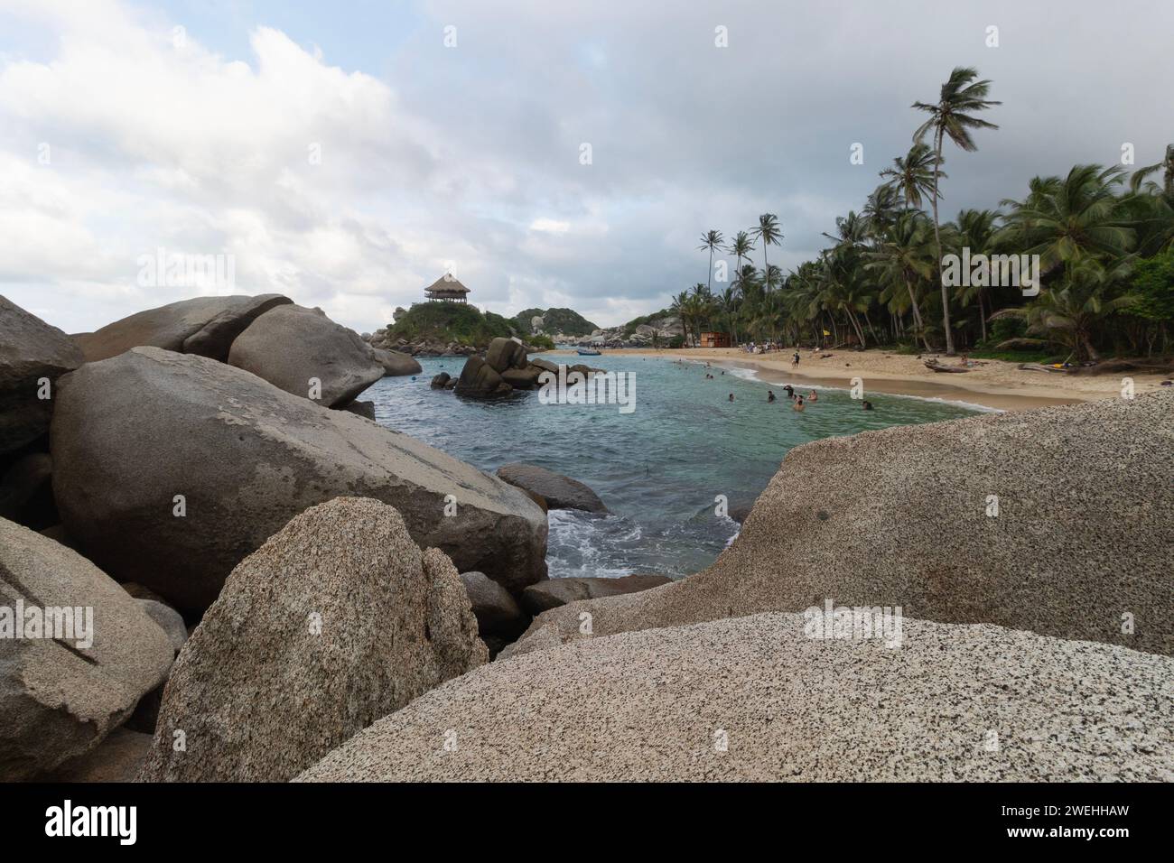 Big rocks and hut viewpoint landscape at Cabo San Juan Beach into ...