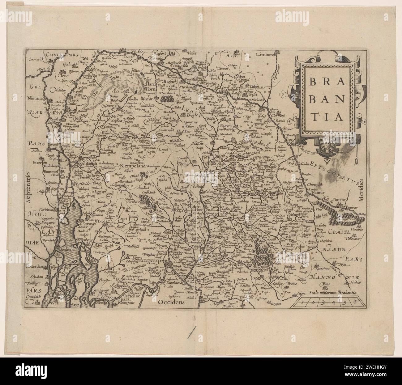 Map of Brabant, Anonymous, 1624 - 1648 print Map of Brabant. At the top ...