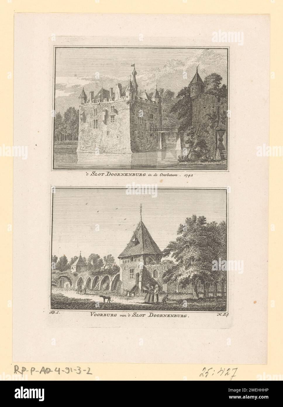 Two faces on Castle Doornenburg, Hendrik Spilman, after Jan de Beijer ...