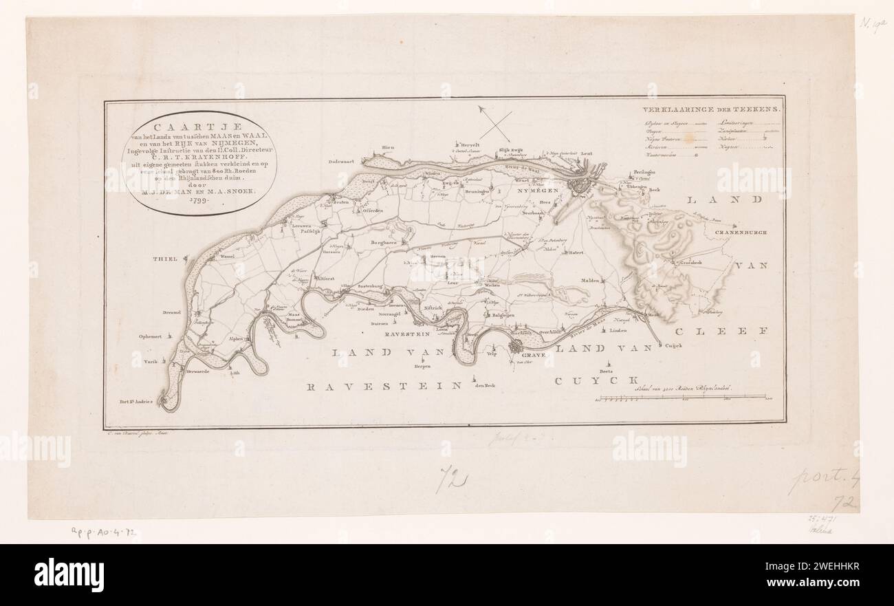 Map of the Land between the Maas and De Waal, Cornelis van Baarsel ...