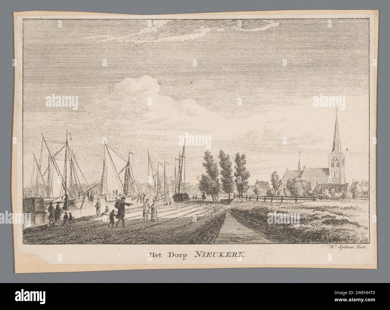 View of the village of Nijkerk, Hendrik Spilman, 1742 - 1784 print ...