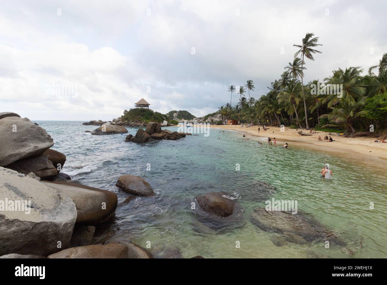 Beautiful scene of famous Cabo San Juan beach inside colombian tayrona ...