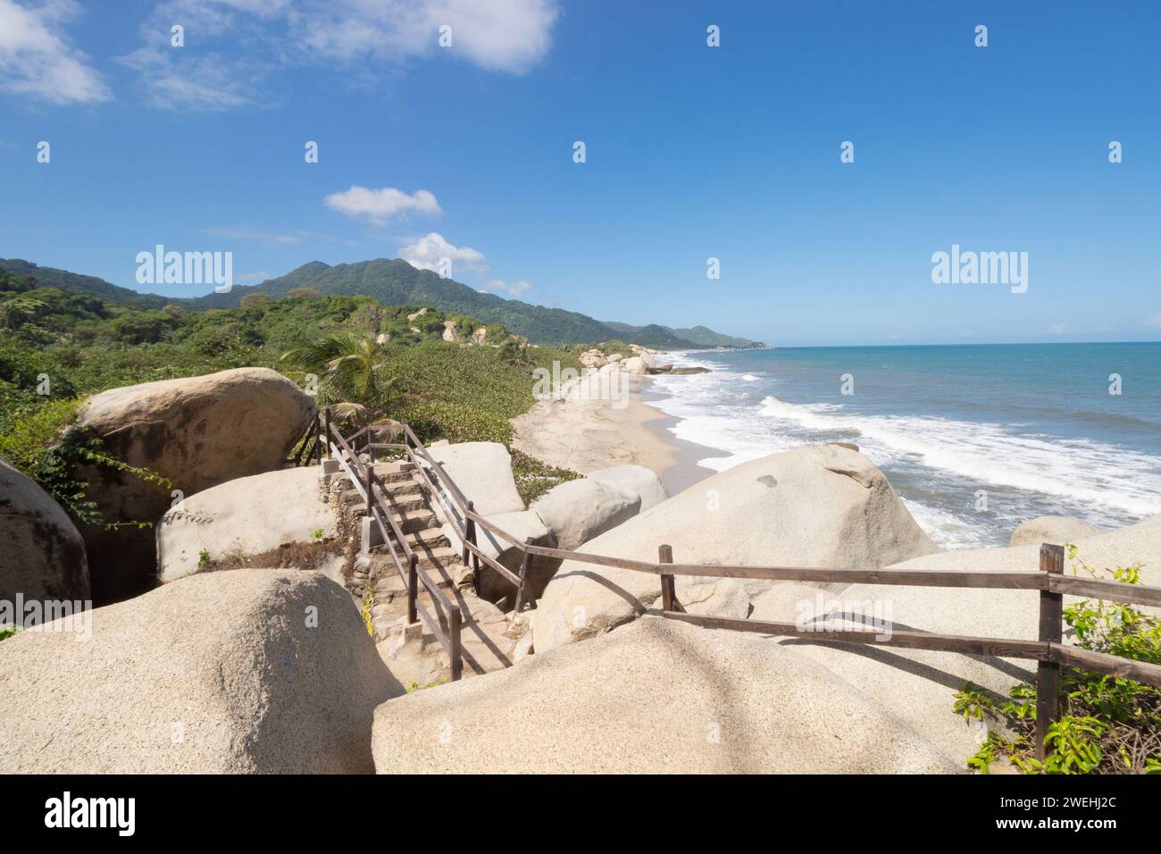 Roustic trekking path stairs with sierra nevada mountain range at ...