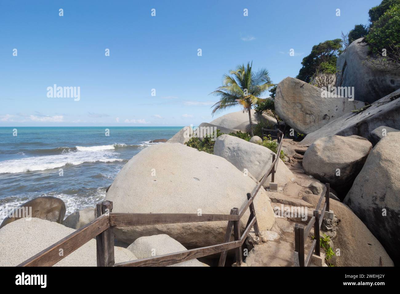 Beautiful roustic stairs of a trekking path at colombian national ...