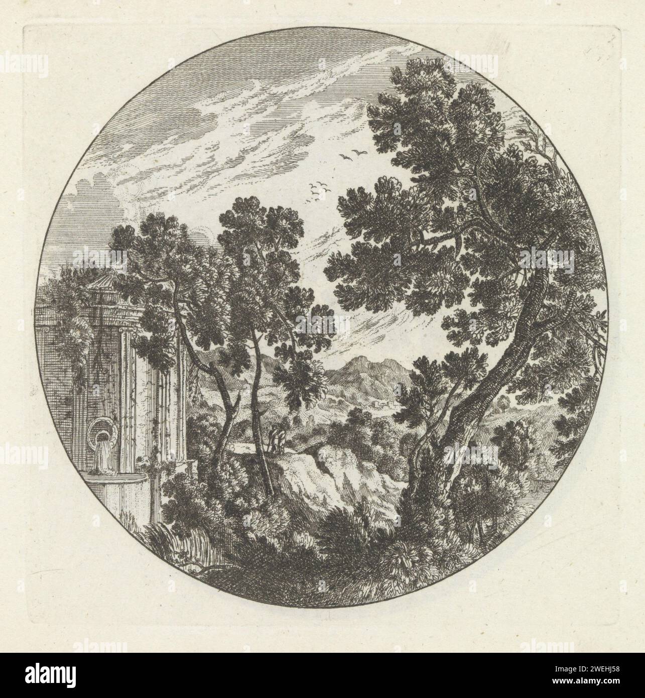Mountain landscape with trees and a source, 1787 - 1833 print The print ...