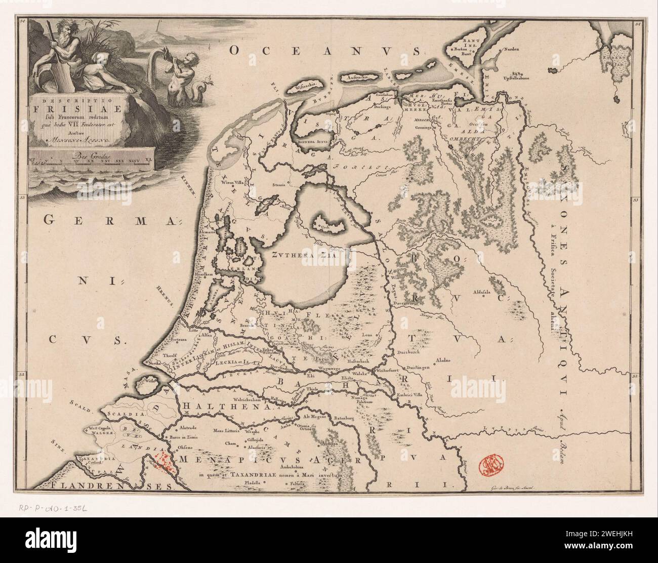 Historical map of the Netherlands with the areas of the Batavians and ...