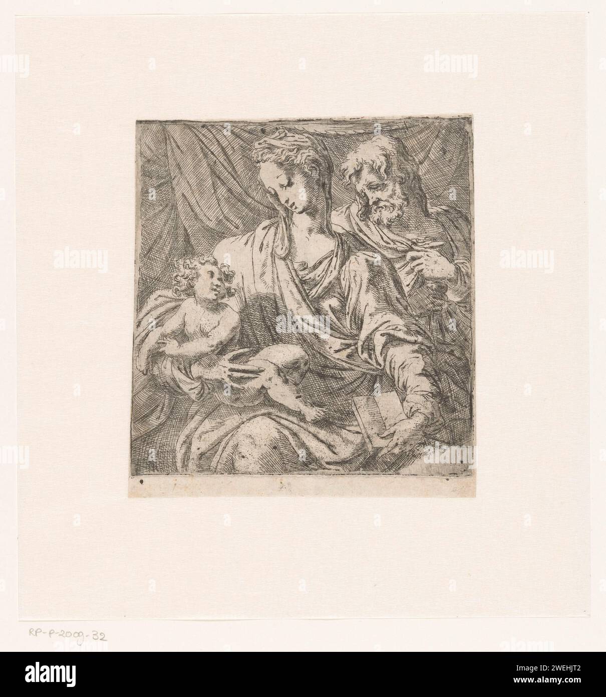 The Holy Family, c. 1550 - c. 1575 print Maria is sitting on her lap ...